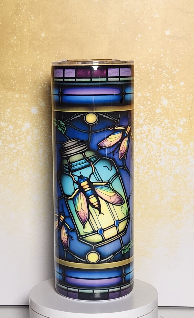Firefly/lightning Bug Stained Glass Design Tumbler - Etsy
