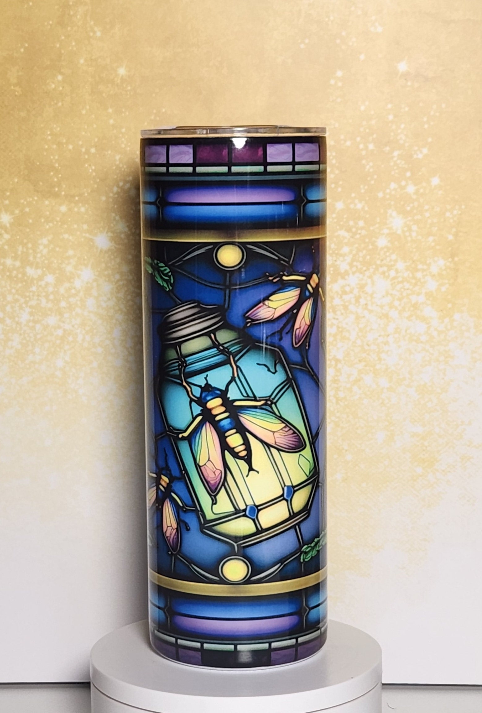 Firefly/lightning Bug Stained Glass Design Tumbler - Etsy