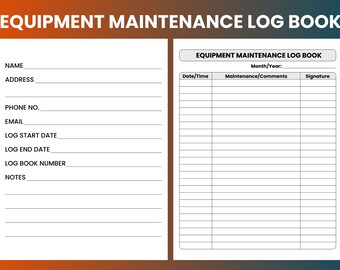 Equipment Log Book - Etsy