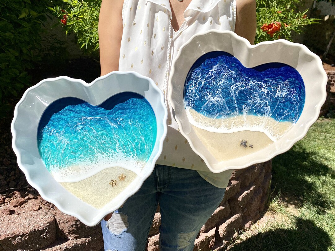 Heart Pie Dish Resin Pie Dish Ocean Pie Dish - Etsy