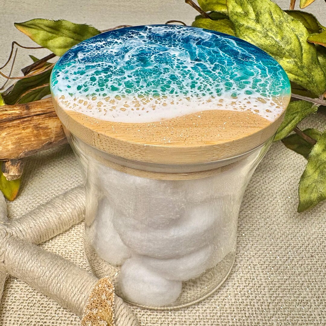 Ocean Wave Glass Jar: Coastal Kitchen Bathroom Storage - Etsy