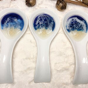 Ceramic Spoon Rest | Resin Spoon Rest | Blue Spoon Rest | Ocean Spoon ...
