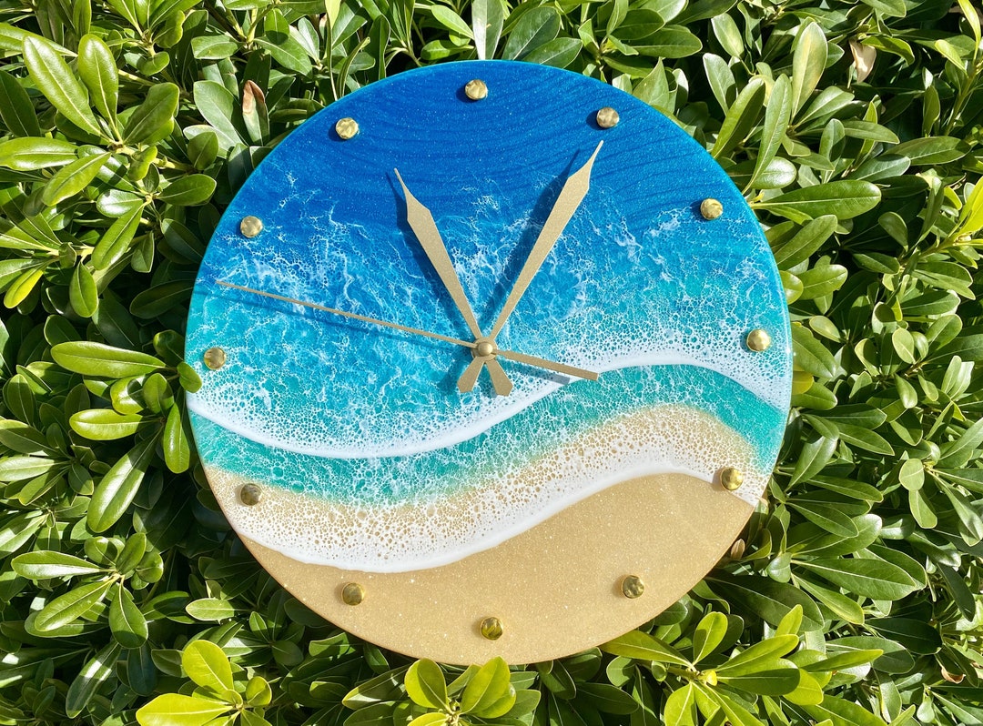 Ocean Resin Clock: Beach Decor, Coastal Art (12") - Etsy