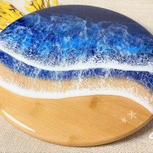 Ocean Themed Lazy Susan, Epoxy Resin Waves Turntable, Coastal Table ...