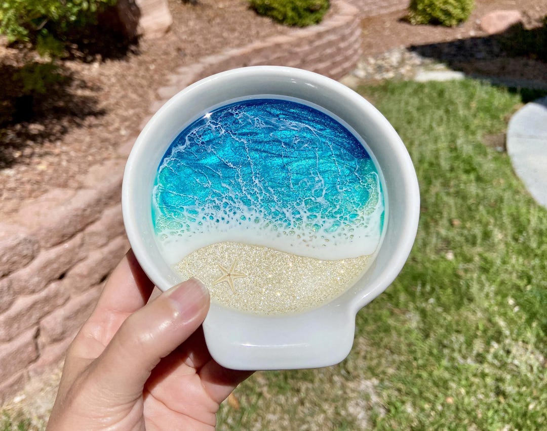 Coastal Spoon Rest: Epoxy Resin Ocean Wave, Beach Decor - Etsy