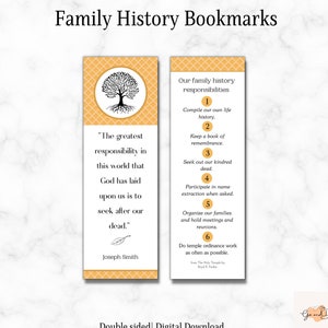 Family History Lds Bookmark Lds Double Sided Bookmark Joseph Smith ...