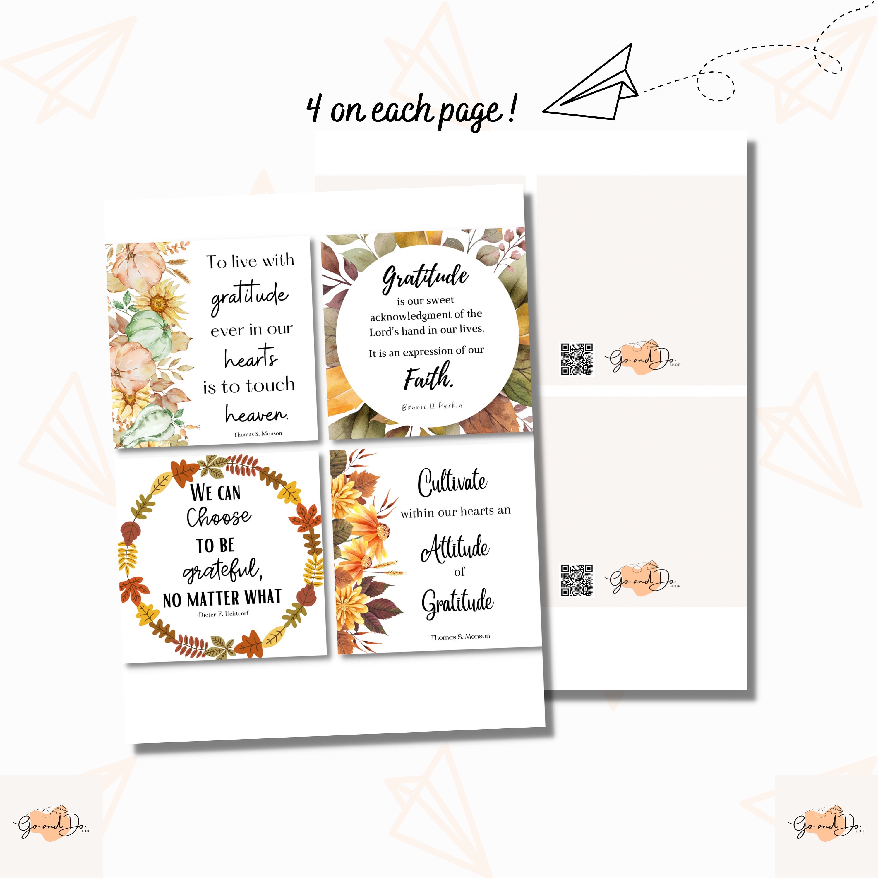 Fall LDS Ministering Tags: Gratitude Prints (digital Download) - Etsy