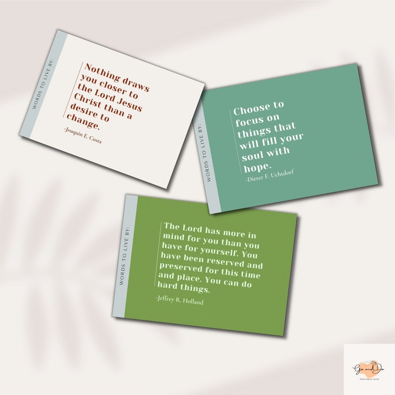 Motivation Cards LDS Words to Live by LDS Cards General Conference ...