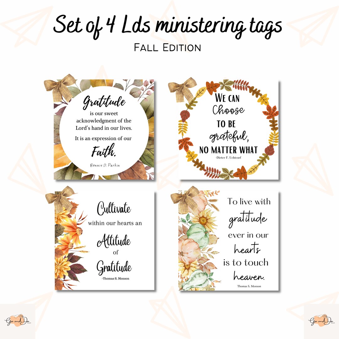 Fall LDS Ministering Tags: Gratitude Prints (digital Download) - Etsy