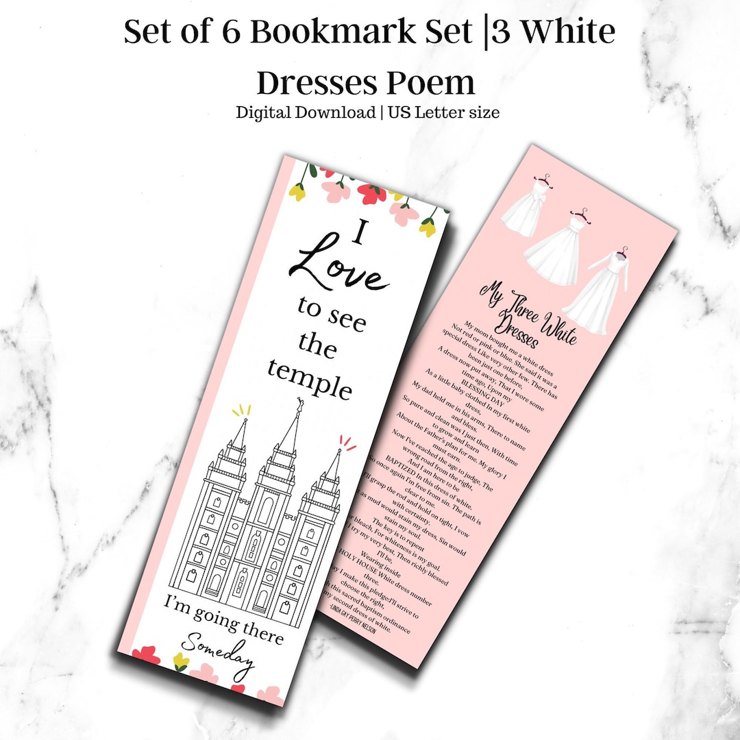 My Three White Dresses Bookmarks - Etsy