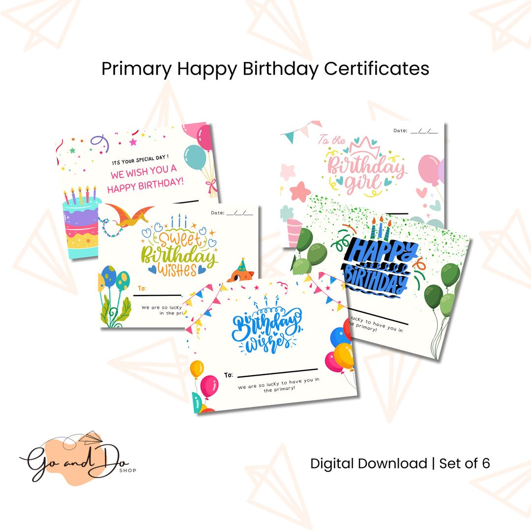 LDS Primary Happy Birthday Certificate: Printable Kids Church Gift (PDF ...
