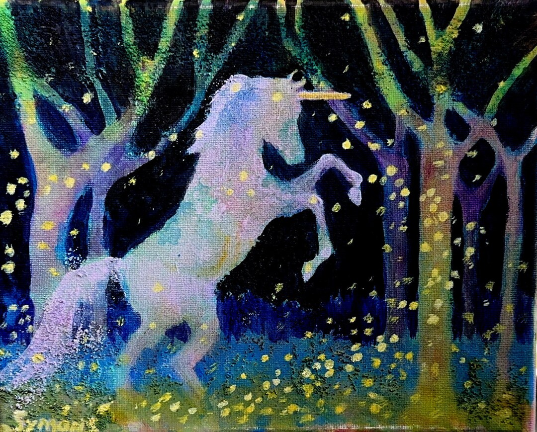Unicorn and Fireflies,digital Unicorn,instant Download Unicorn Forest ...