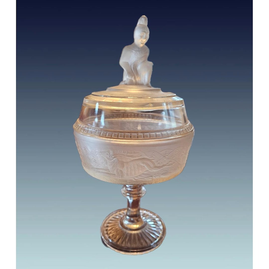 GILLINDER & SON'S Westward Ho Replica Footed Compote EAPG Frosted ...