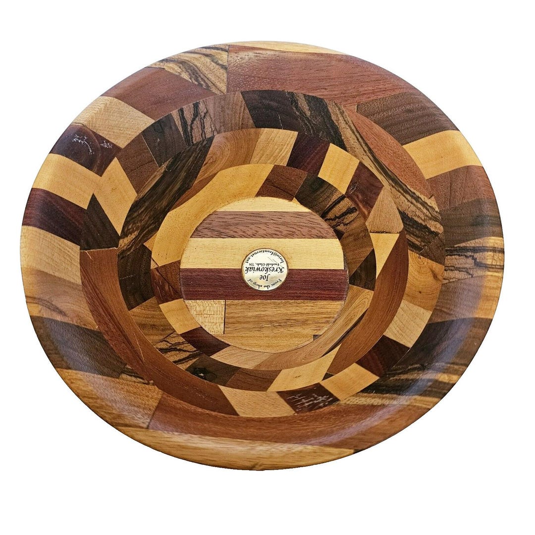 Handmade Multi-wood Bowl Signed Joe Kreskowiak - 8 Inch - Etsy