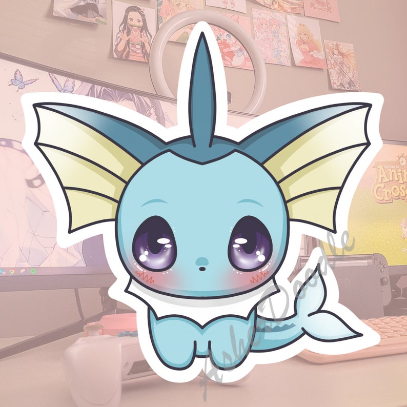 Cute Kawaii Vaporeon Sticker - Etsy