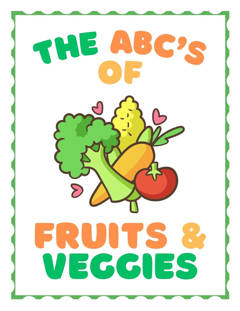 Printable Abc's of Fruit and Veggie Coloring Book | Digital Download ...