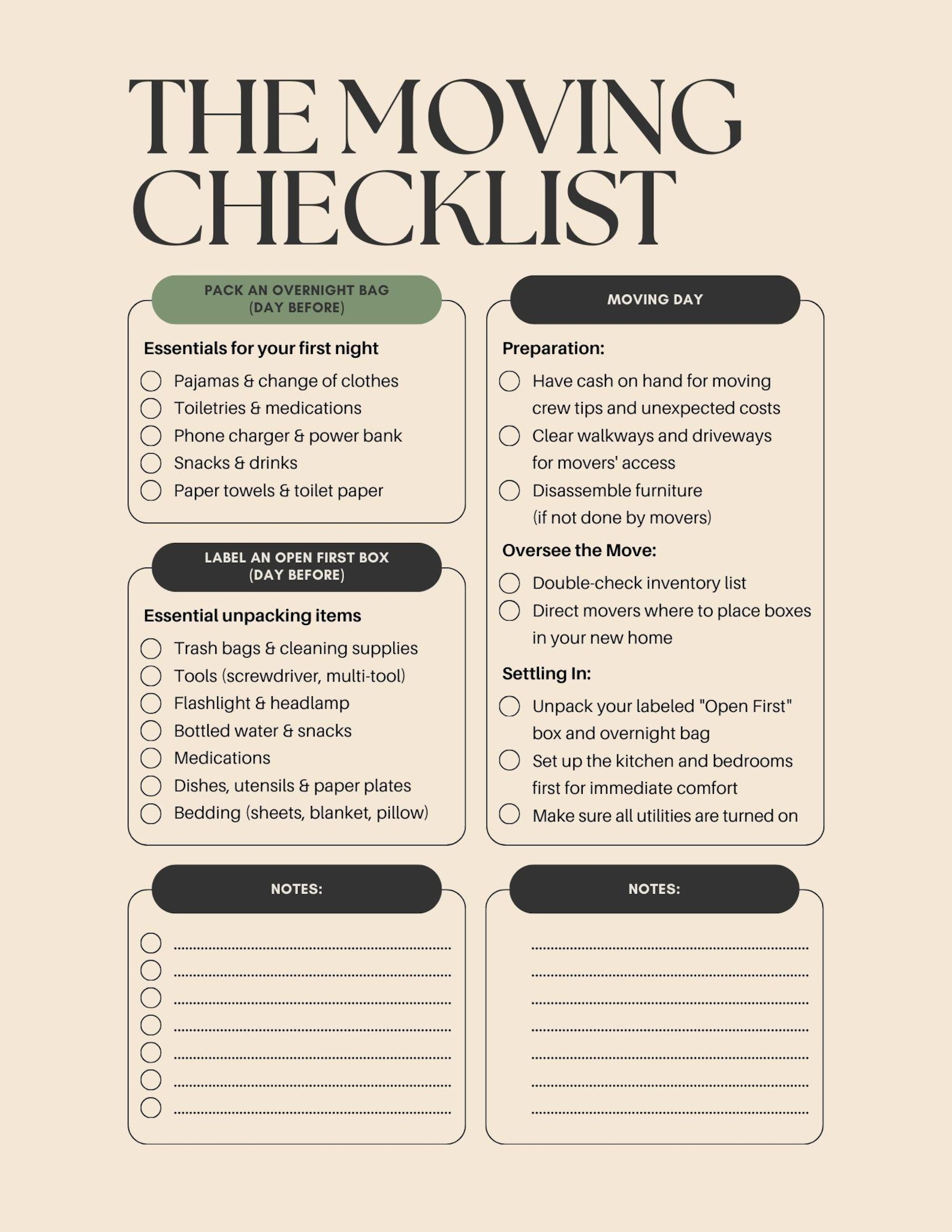 Moving Checklist | Moving Planner, Moving Organizer, Moving Schedule ...