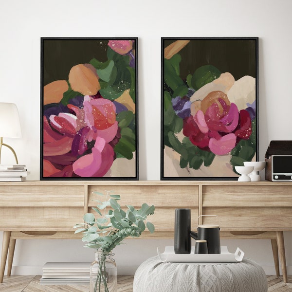 Abstract Floral Canvas Wall Art - Etsy