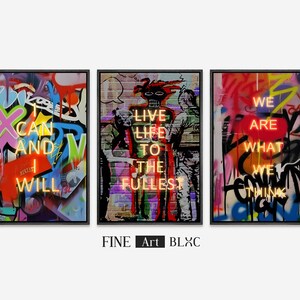 Framed Canvas Wall Art Graffiti Poster, Motivational Wall Art, Neon ...