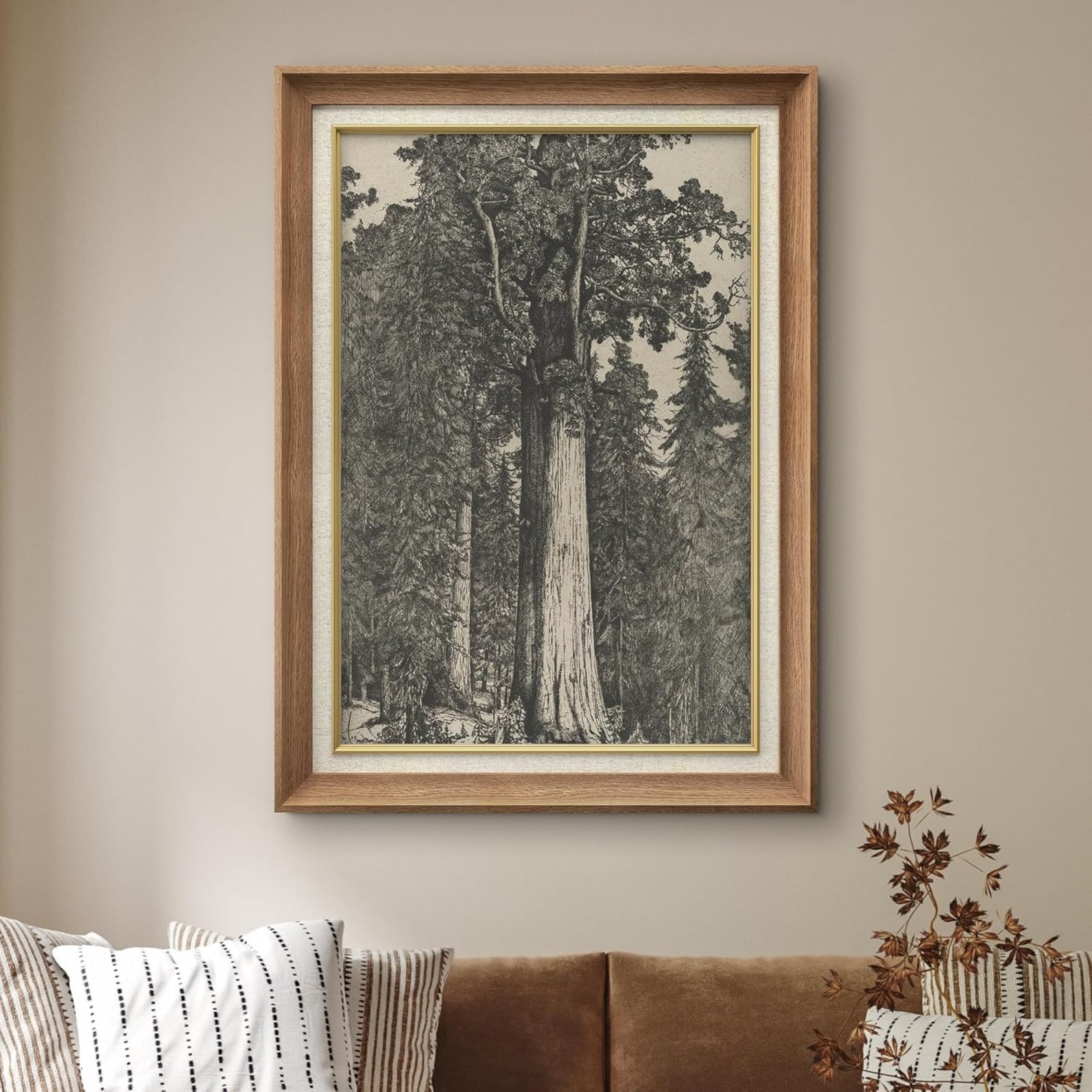Premium Framed Canvas Prints Wall Art Majestic Tree Fine Art Ink Sketch ...