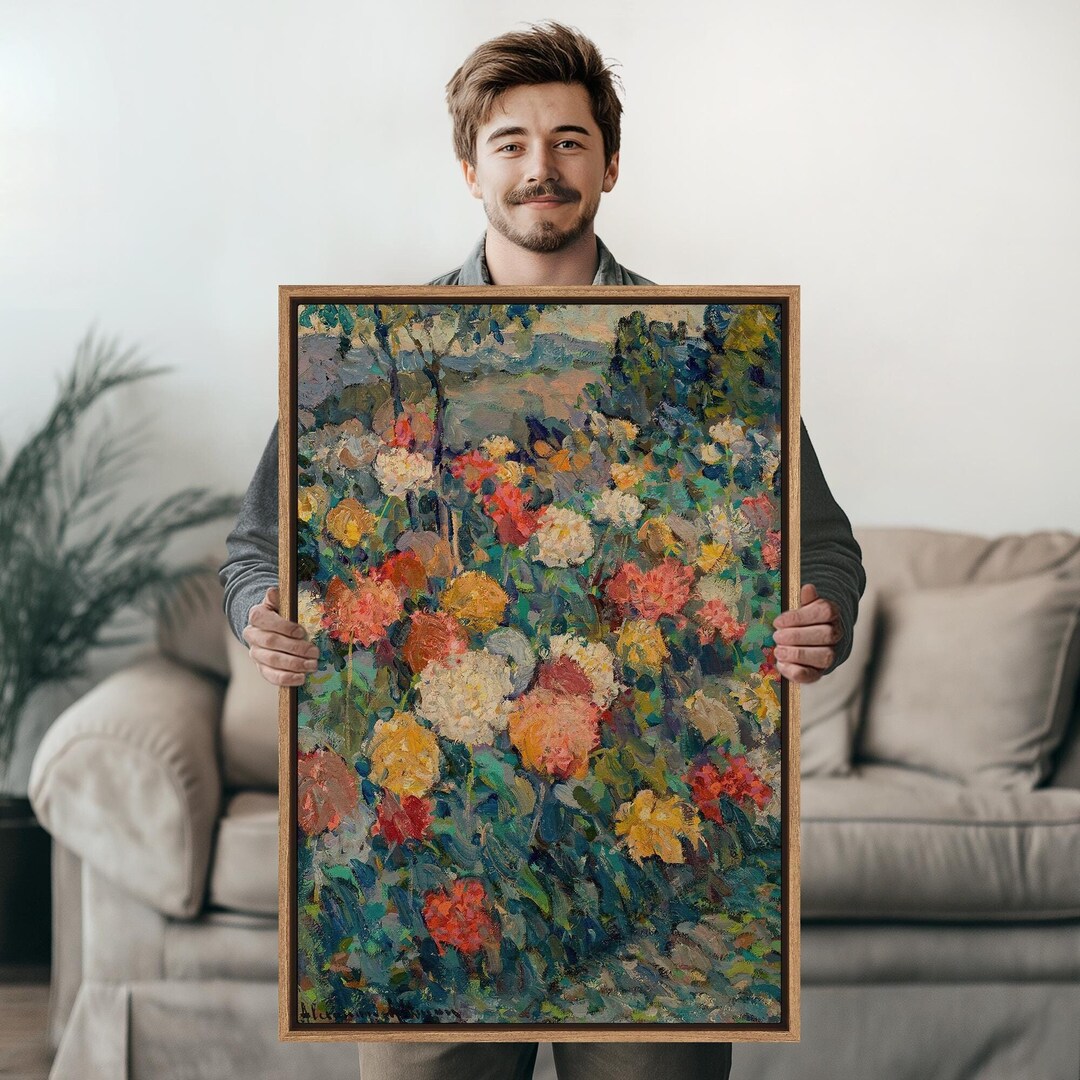 Framed Canvas Wall Art Prints Abstract Wildflower Painting Print ...