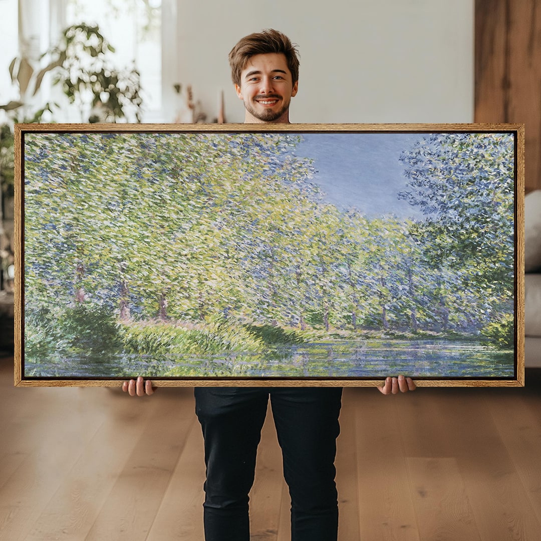 Framed Canvas Large Wall Art the Epte River Near Giverny by Claude Monet Bend Prints ...