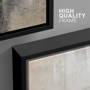 Framed Canvas Print Wall Art Set of 3 Gray & Tan Ocean Wave Overlay ...