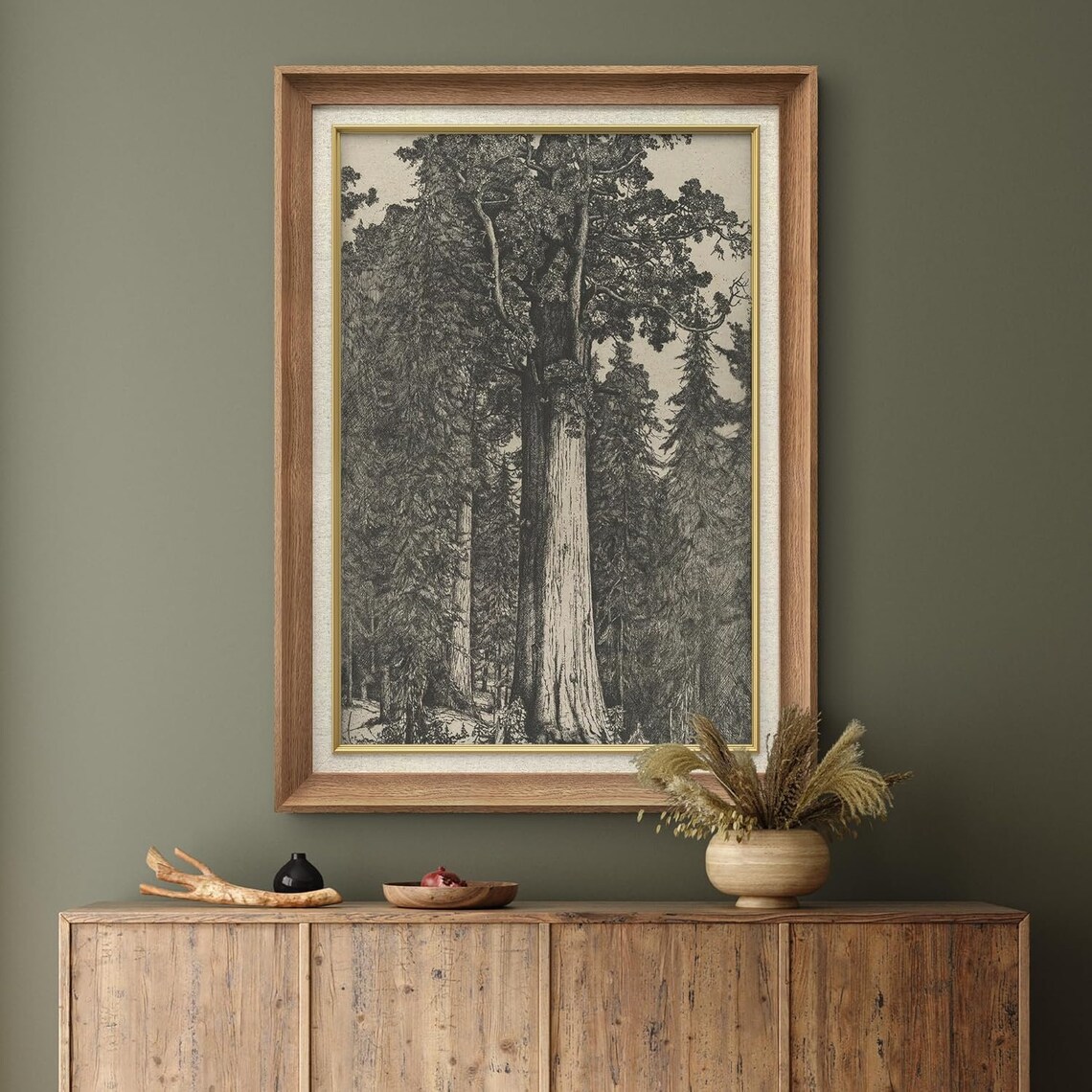 Premium Framed Canvas Prints Wall Art Majestic Tree Fine Art Ink Sketch ...