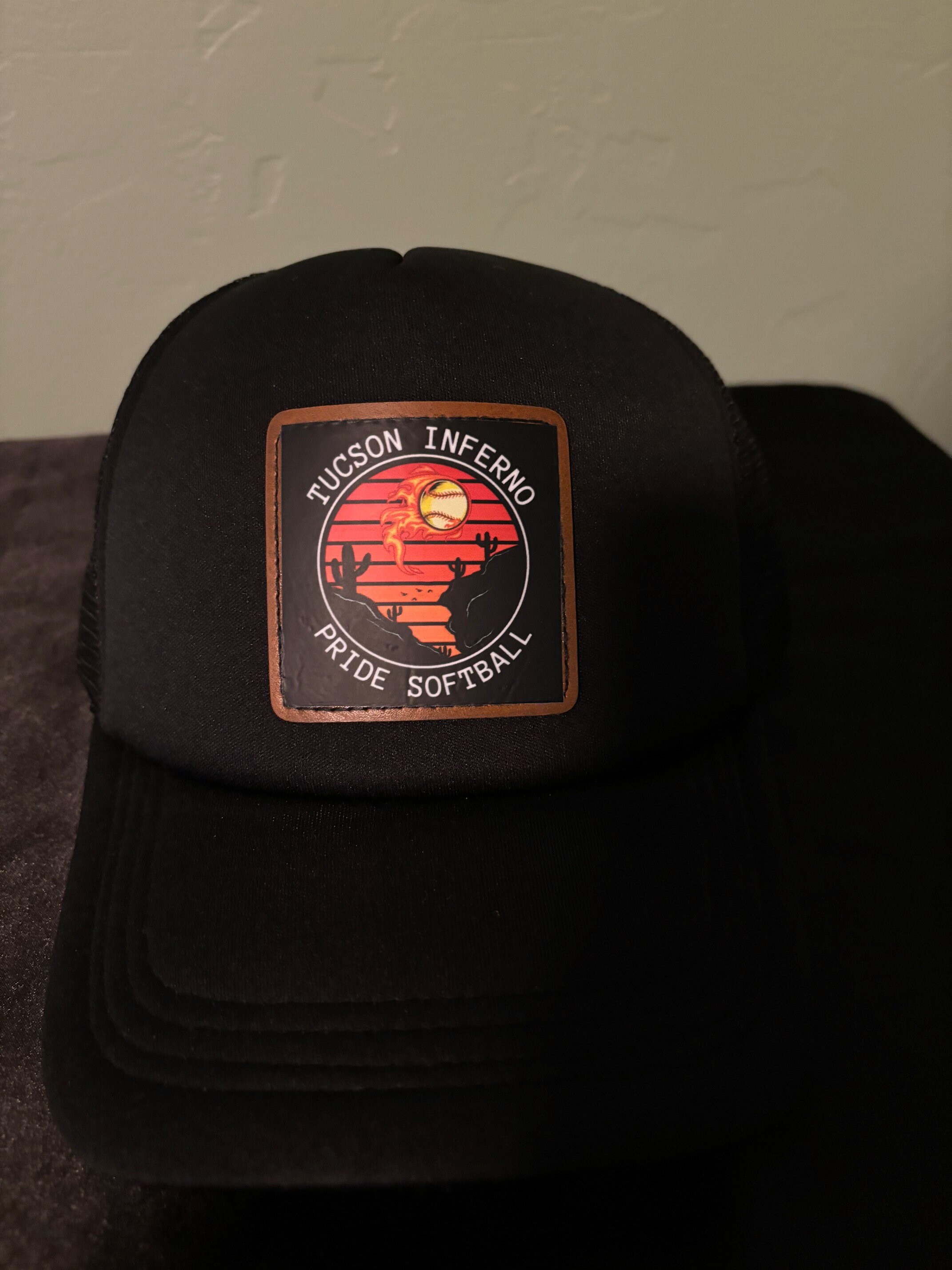 Tucson Inferno Pride Softball - Sunset Desert Patch Hat Black Trucker ...