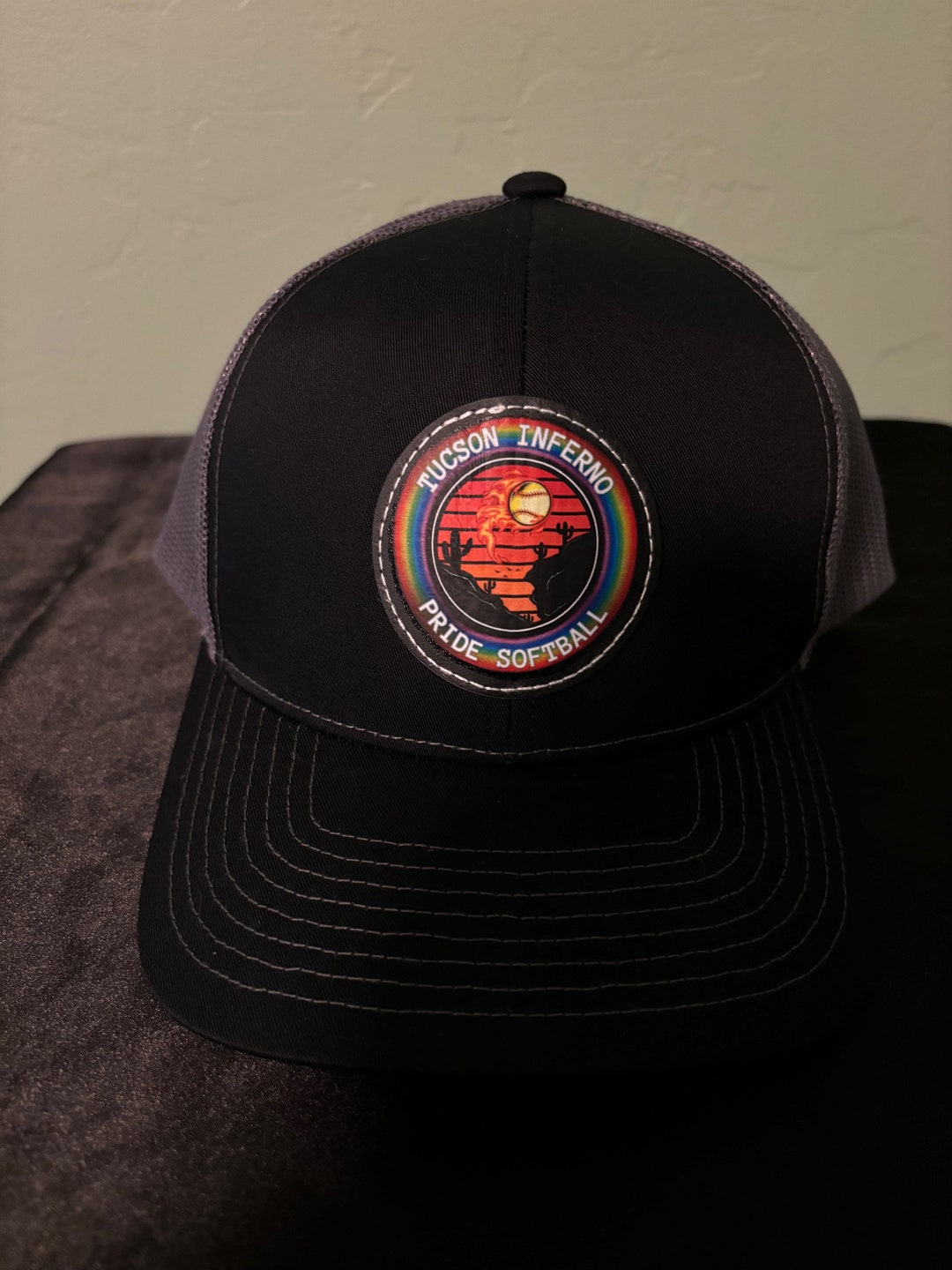 Tucson Inferno Pride Softball - Rainbow Round Patch Hat - Black/grey ...