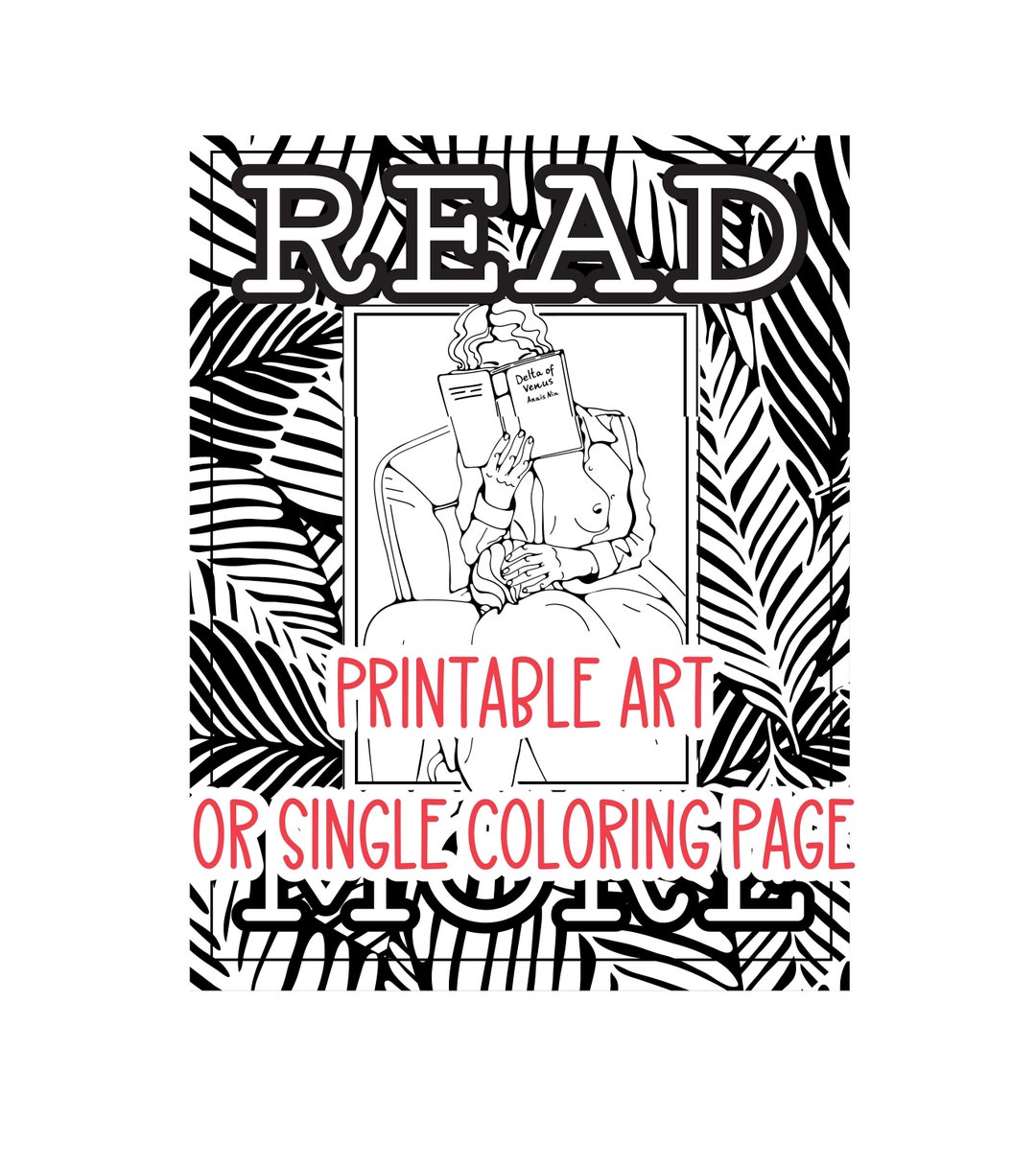 Read More Coloring Page, Single Printable Art Sheet for Bookworm, Sexy ...