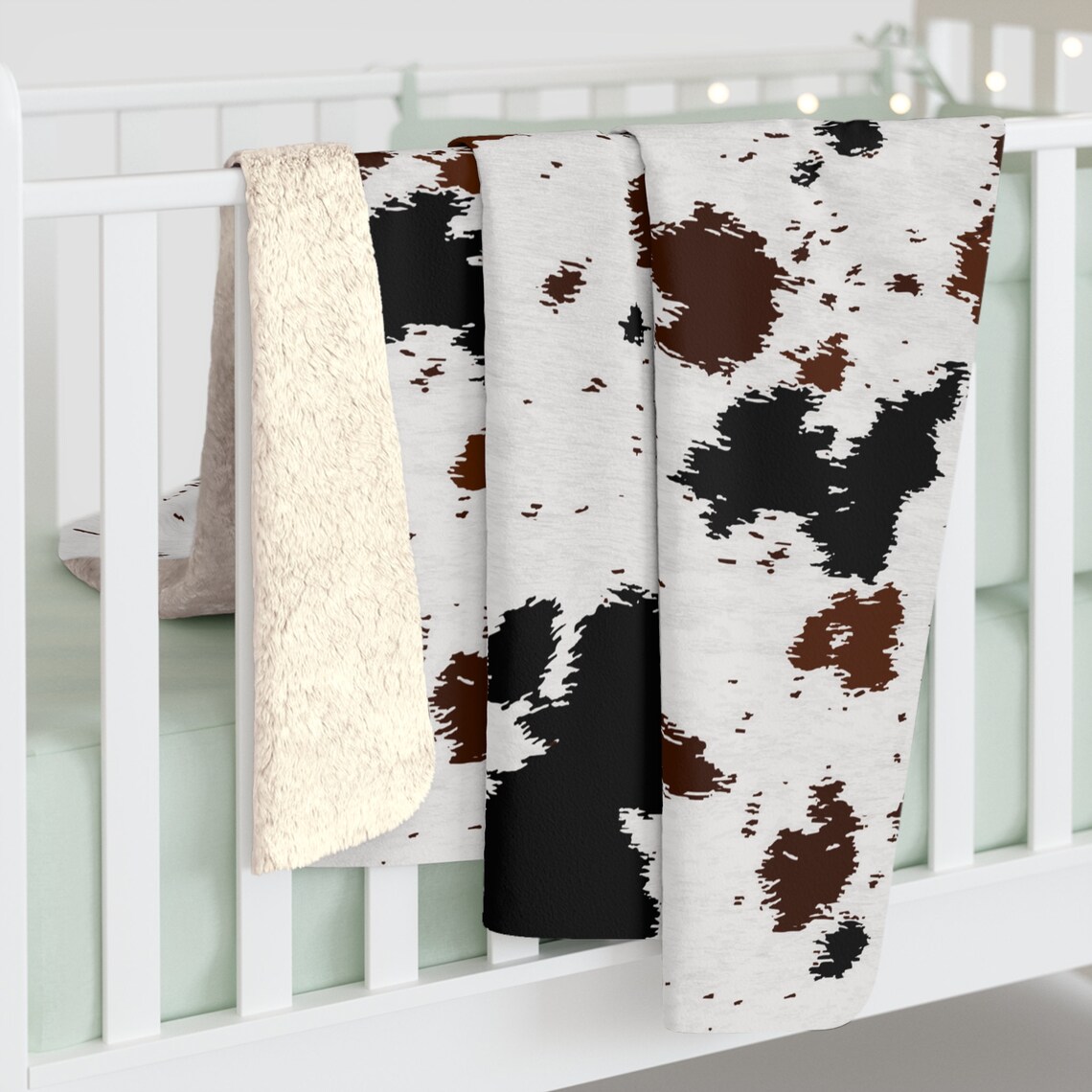 Western Cowhide Print Sherpa Fleece Blanket Western Cowhide - Etsy