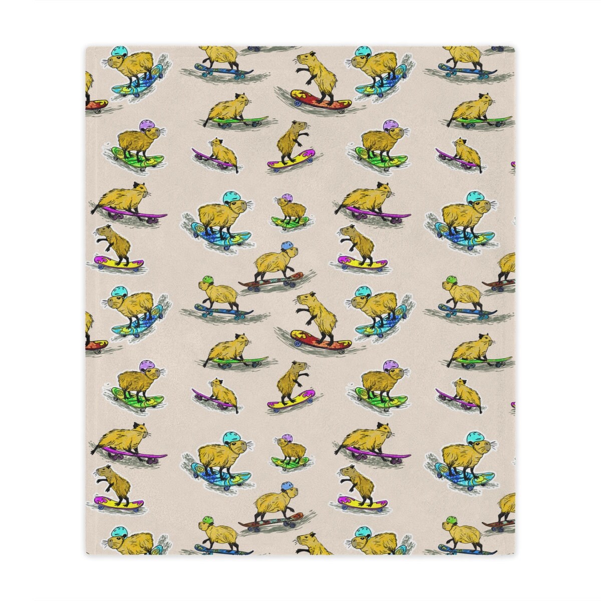 Skateboard Capybara Minky Blanket, Skateboarding Capybara Throw ...