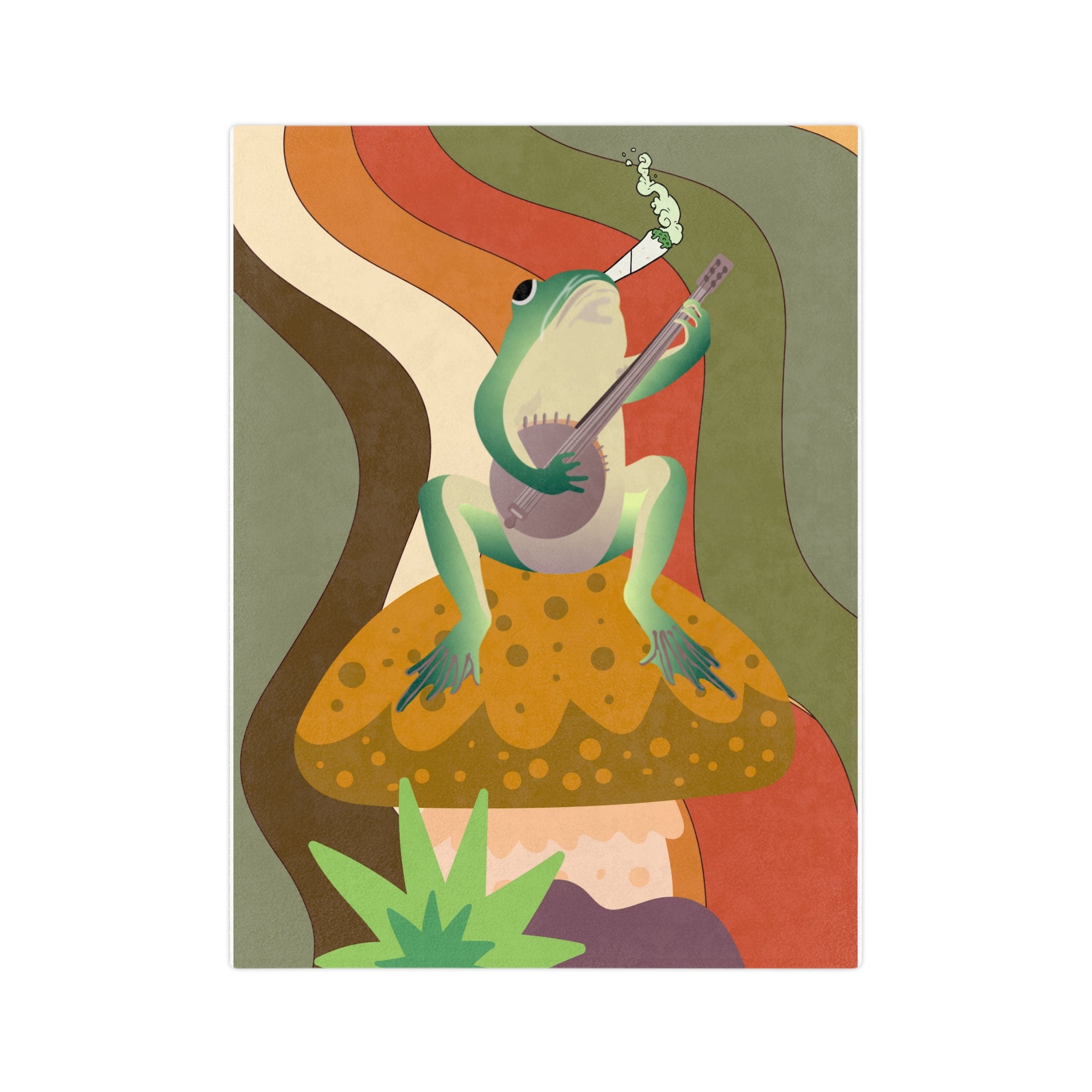 Frog Playing Banjo and Smoking Weed Minky Blanket Retro Frog - Etsy