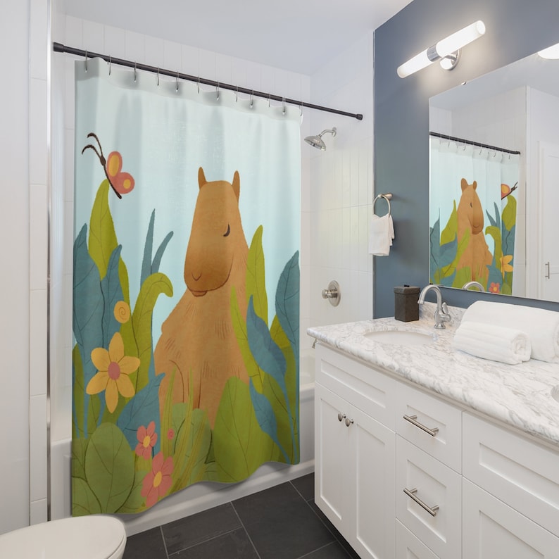 Relaxing Capybara Shower Curtain Capybara Lover Shower - Etsy