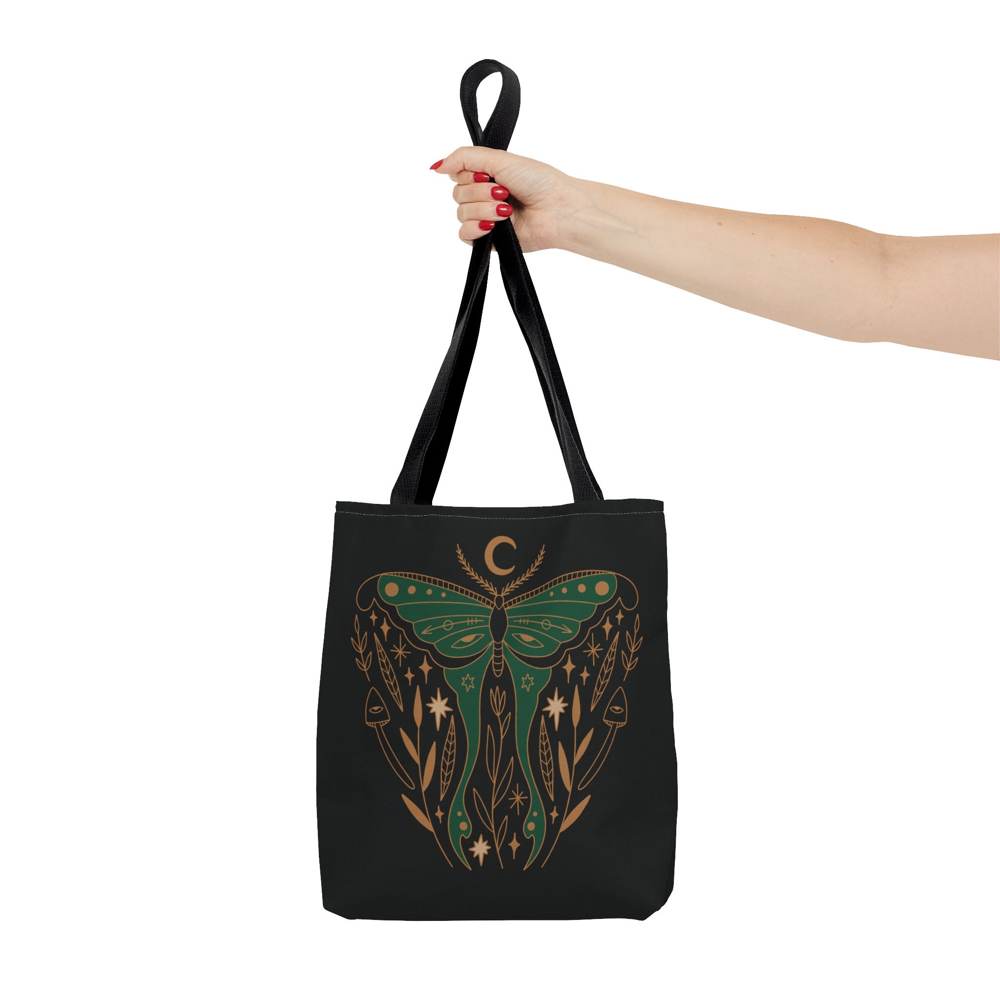 Luna Moth Tote Bag Black Canvas Tote Bag Cute Moth Tote Bag - Etsy