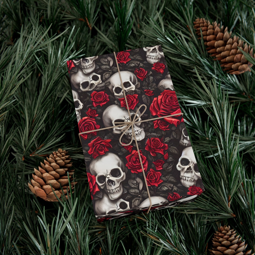 Goth Gift Wrapping Paper Rolls, Gothmas Gift Wrap, Skull Wrapping Paper ...