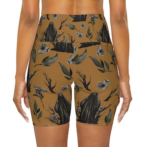 Grim Reaper High Waisted Yoga Short, Goth Workout Clothes, Witchy ...