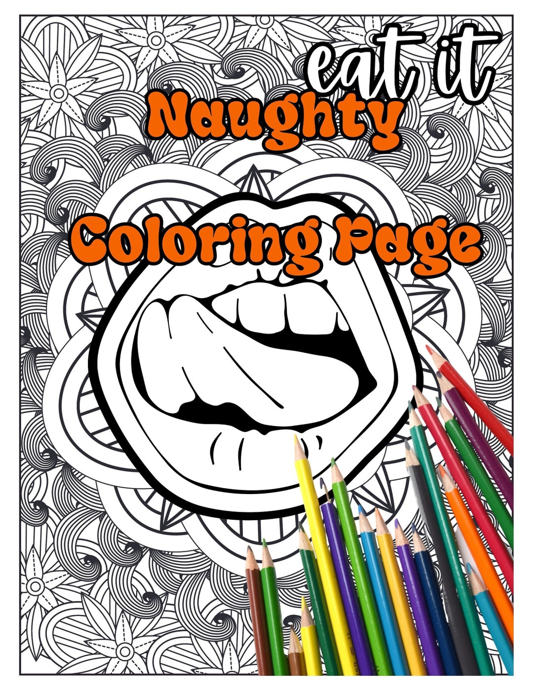 Eat It Coloring Page, Naughty Coloring Page, Digital Coloring Page ...