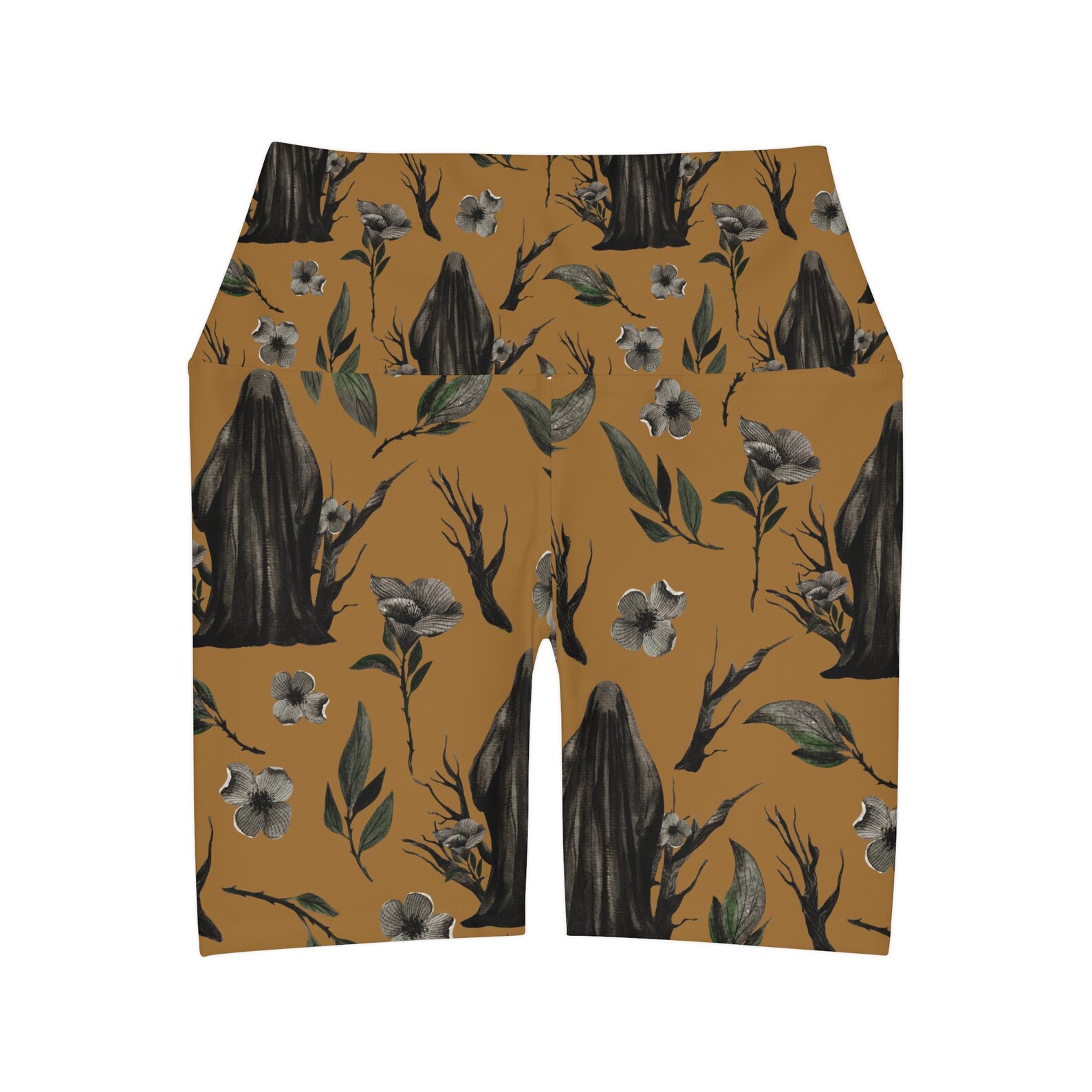 Grim Reaper High Waisted Yoga Short, Goth Workout Clothes, Witchy ...