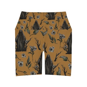 Grim Reaper High Waisted Yoga Short, Goth Workout Clothes, Witchy ...