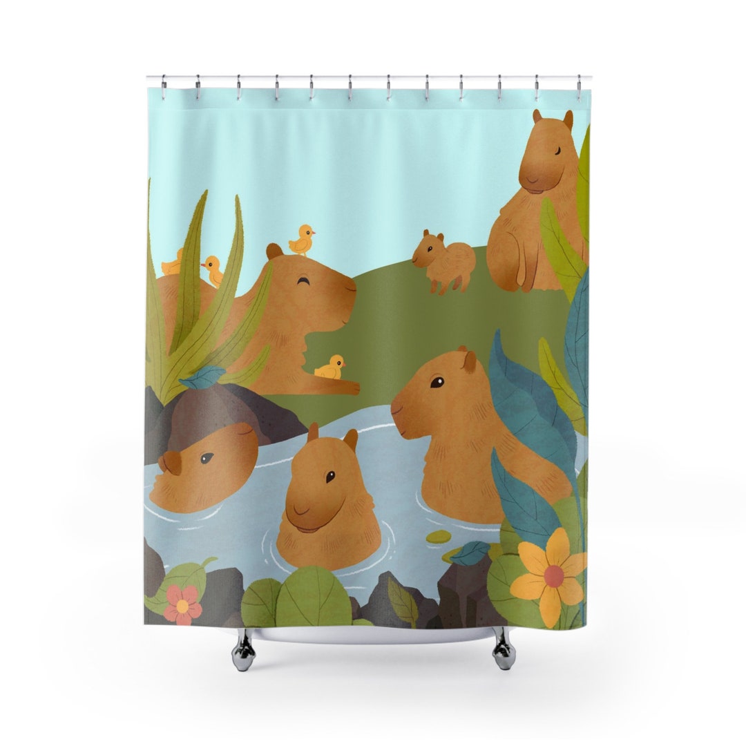 Relaxing Capybara Shower Curtain, All My Friends Are Capybaras ...