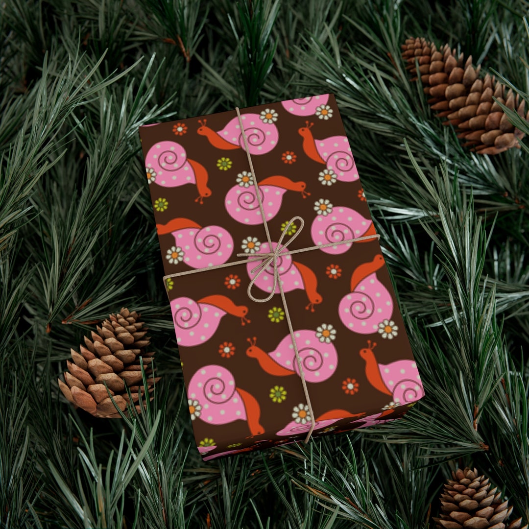Retro Snails Wrapping Paper, Snails Wrapping Paper Roll, Eco Friendly ...