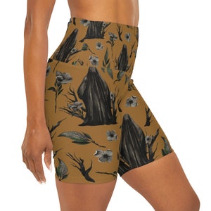 Grim Reaper High Waisted Yoga Short, Goth Workout Clothes, Witchy ...