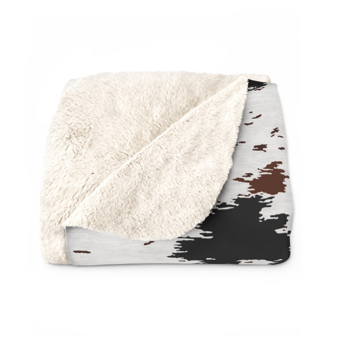 Western Cowhide Print Sherpa Fleece Blanket Western Cowhide - Etsy