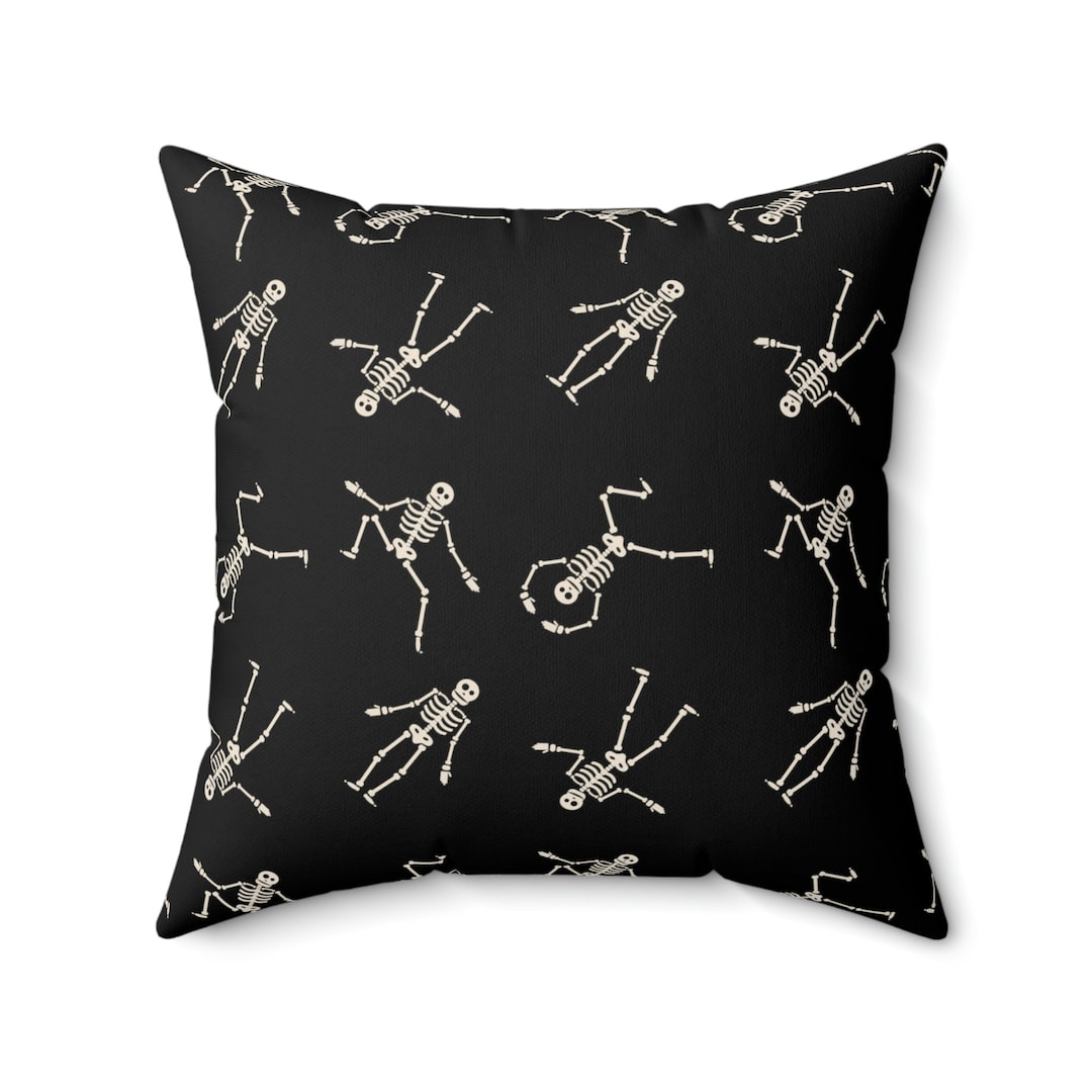 Dancing Skeletons Square Pillow, Skeleton Decorative Pillow, Whimsy ...