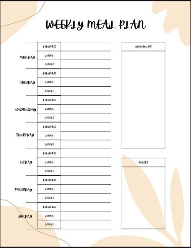 Meal Planner Printable, To-do List, Shopping List, Personal Daily ...