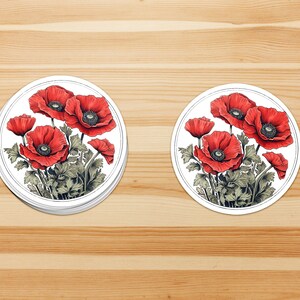 Cottagecore Red Poppy Flowers Sticker - Etsy