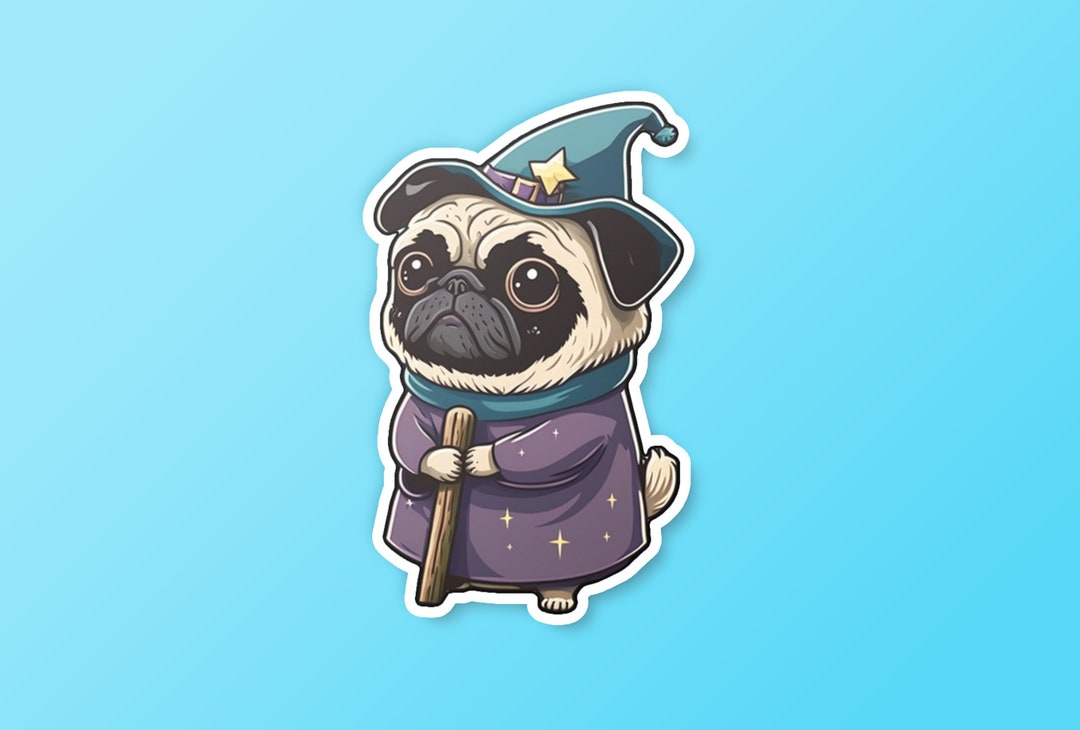 Cute Wizard Pug Sticker - Etsy