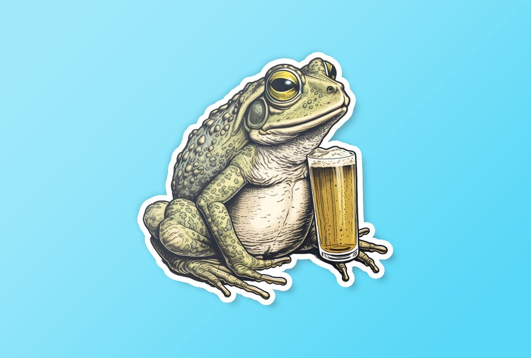 Frog Drinking a Beer Sticker - Etsy